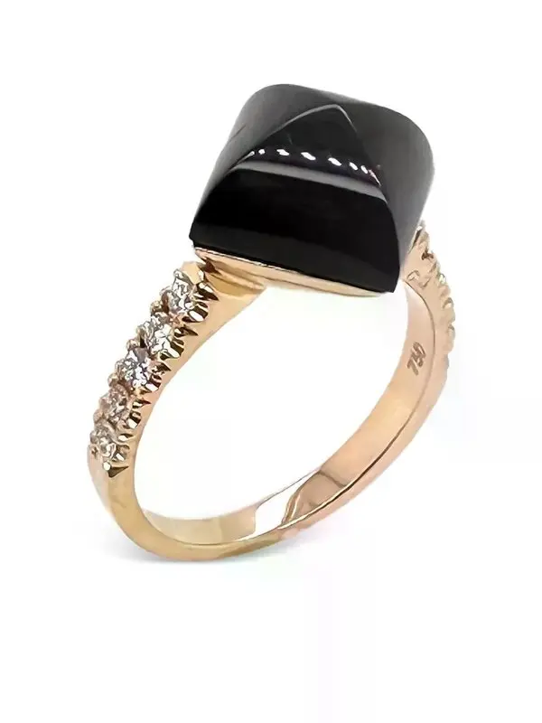 Brooks Brothers 18k Yellow Diamond, And Onyx Ring - Gold