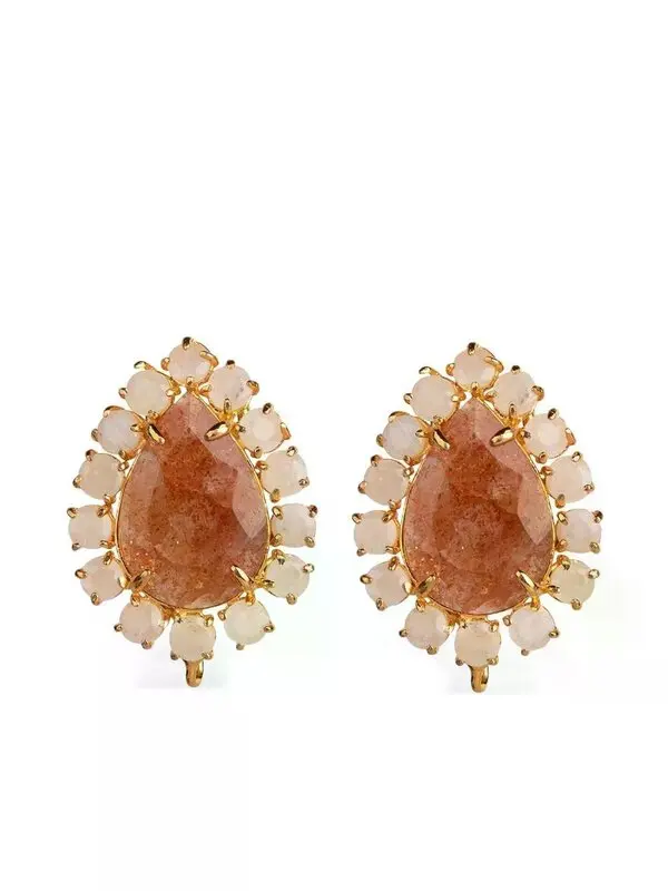 BOUNKIT JEWELRY Sunstone And Moonstone -tone Earrings - Gold