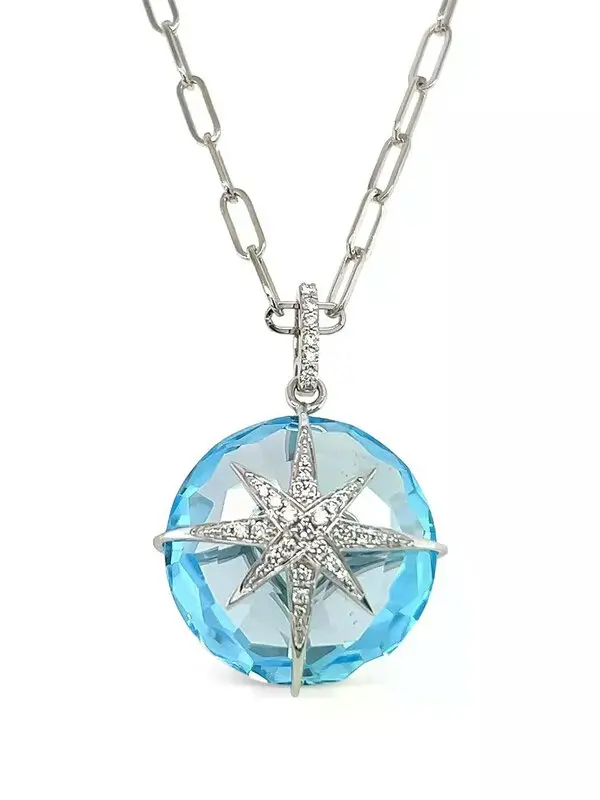 LISA NIK 18k White Gold Diamond And Topaz Star Pendant Necklace - Silver