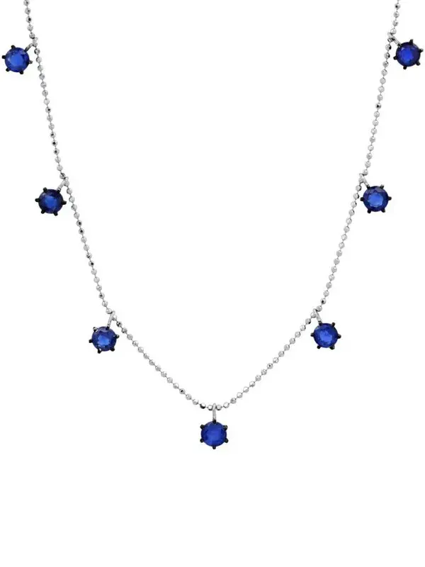GRAZIELA 18k White Gold Floating Sapphire Necklace - Silver