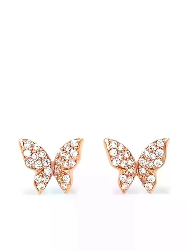 LISA NIK 18k Rose Gold Butterfly Diamond Earrings - Pink