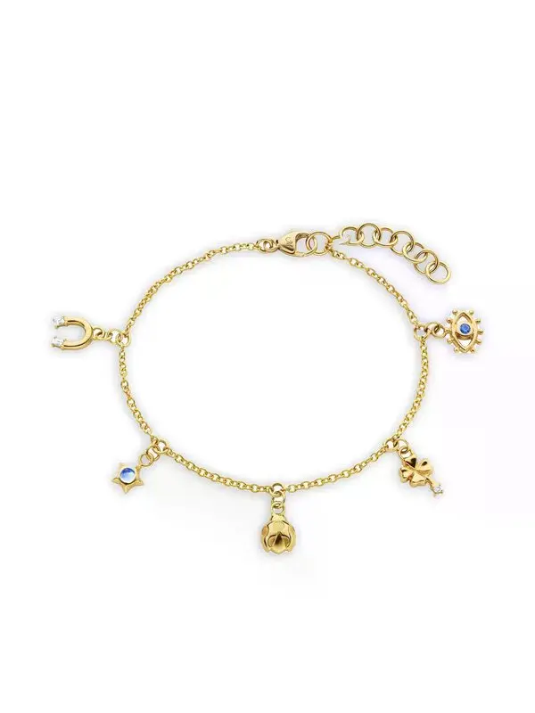 Monica Rich Kosann 18k Yellow My Lucky Charm Multi-stone Bracelet - Gold