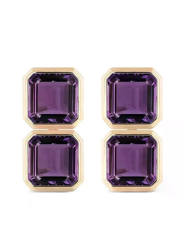 Goshwara 18k Yellow Manhattan Amethyst Earrings - Gold