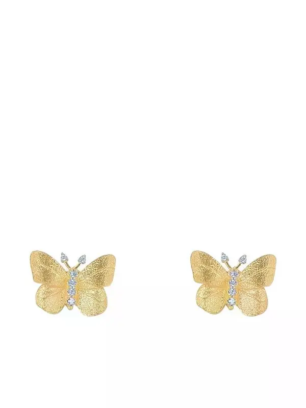 TANYA FARAH 18k Yellow Small Butterfly Diamond Earrings - Gold