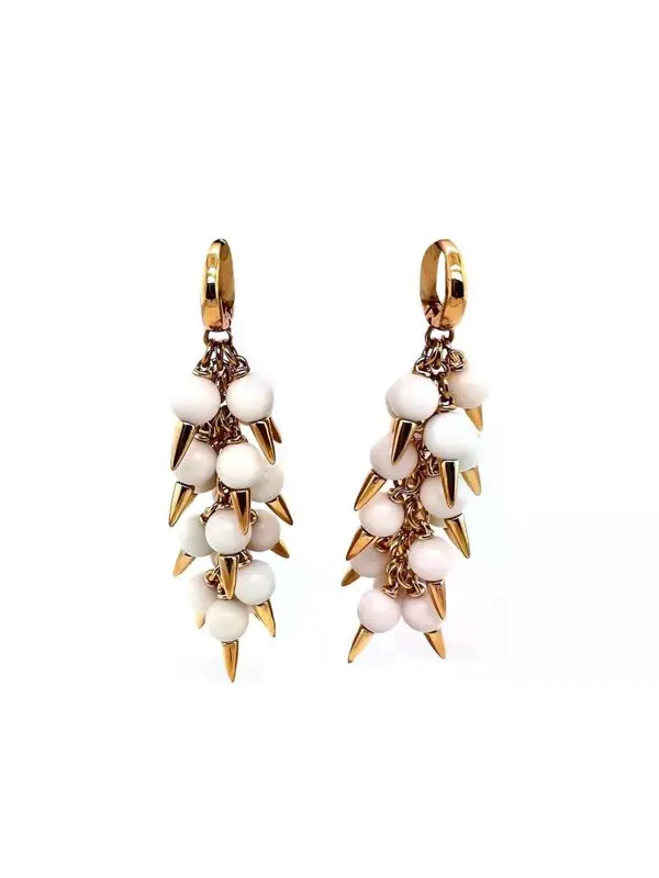 Brooks Brothers 18k Yellow And Onyx Spiked Earrings - Gold