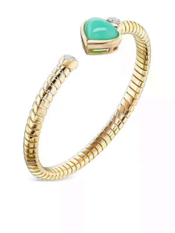 Marina B 18k Yellow Trisolina Chrysocolla And Diamond Bangle - Gold