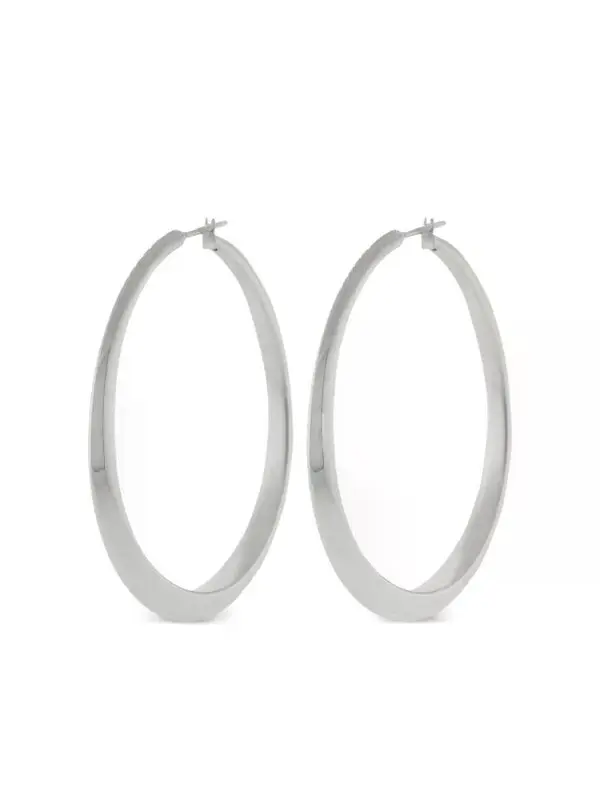 Sidney Garber 18k White Gold Oval Hoop Earrings - Silver