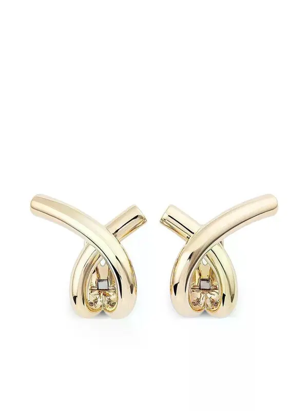 ENGELBERT 18k Yellow Cross Loop Earrings - Gold