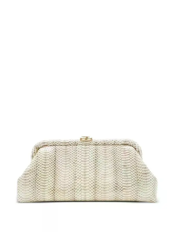 JIMMY CHOO Skylar Snakeskin-effect Clasp Clutch Bag - Neutrals