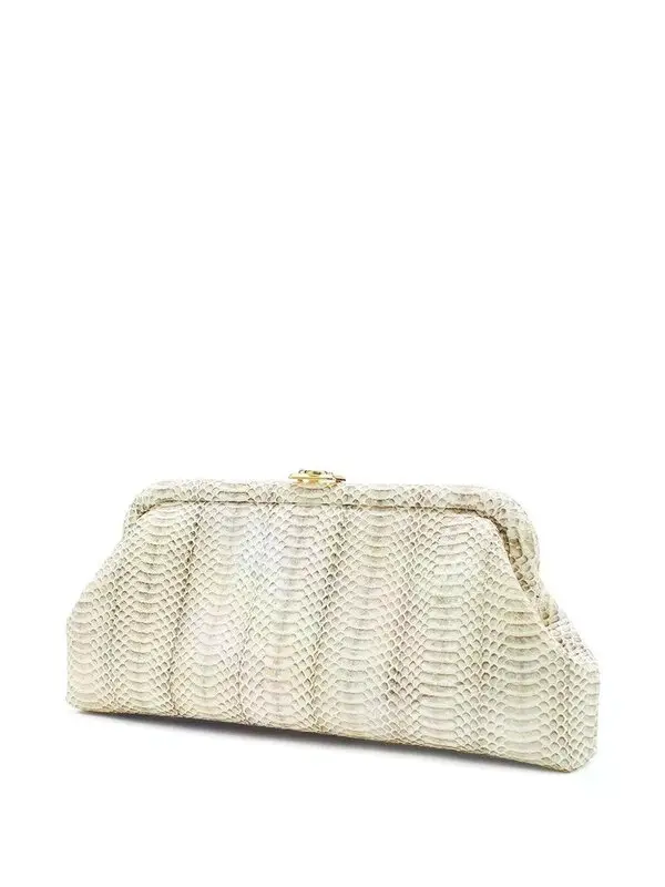 JIMMY CHOO Skylar Snakeskin-effect Clasp Clutch Bag - Neutrals