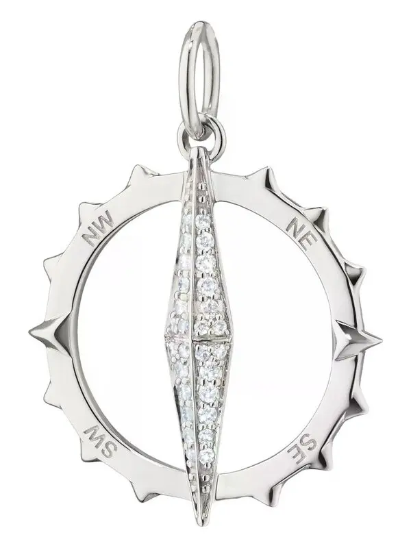 Monica Rich Kosann Points North Large Compass Embellished Charm - Silver