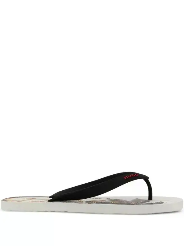 Hugo Logo-print Flip-flops - White