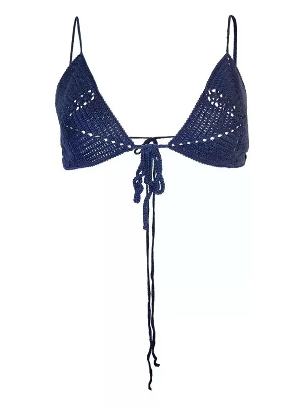 Alejandra Alonso Rojas Crochet-knit Triangle Bralette - Blue