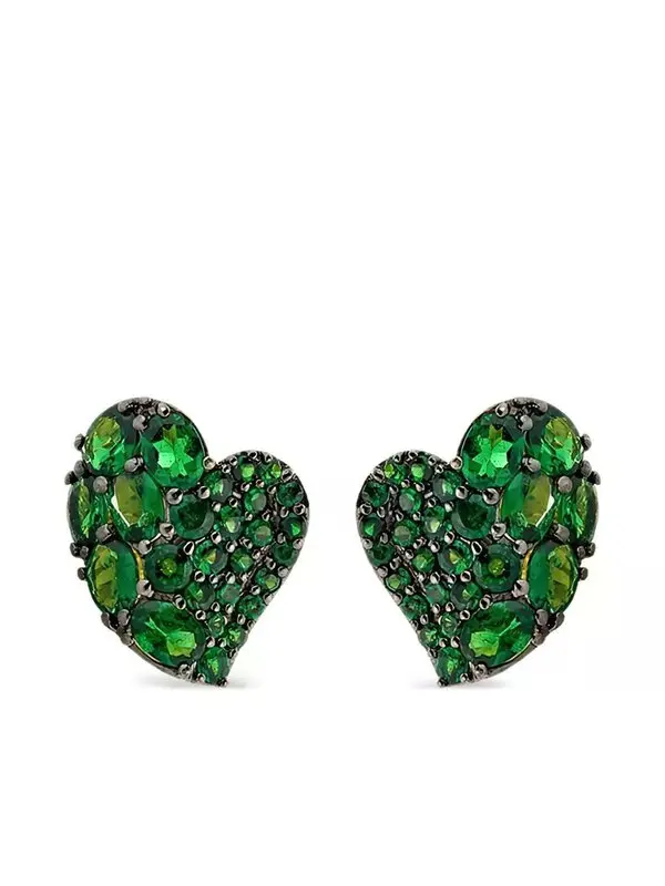 Piranesi Heart-shaped Tsavorite Gemstone Earrings - Green