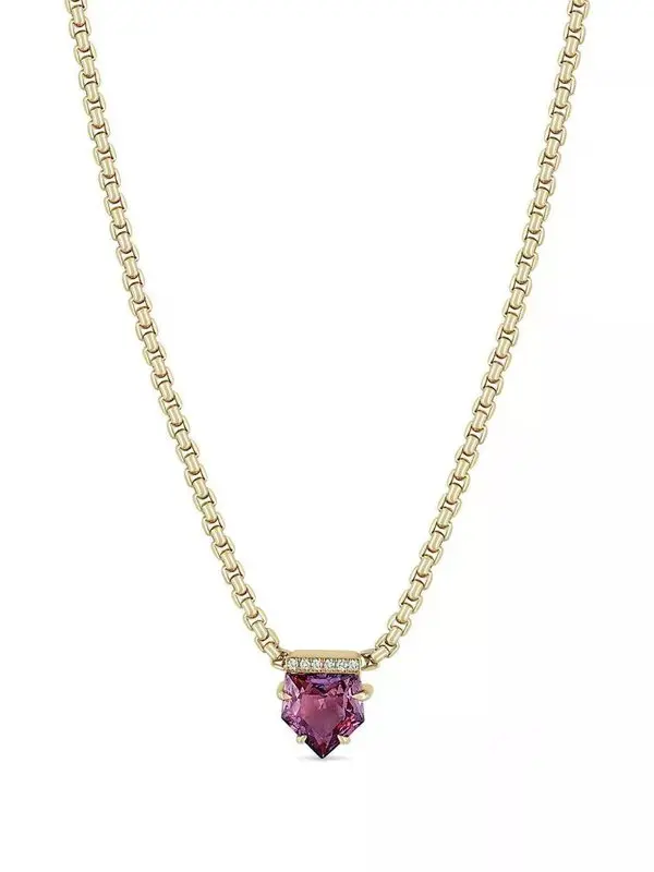 Zoe Chicco 14k Yellow Pink Sapphire Shield Necklace - Gold