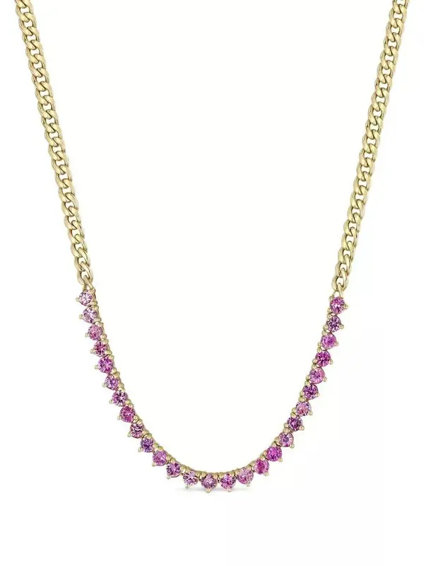 Zoe Chicco 14kt Yellow Gold Tennis Sapphire Necklace - Purple