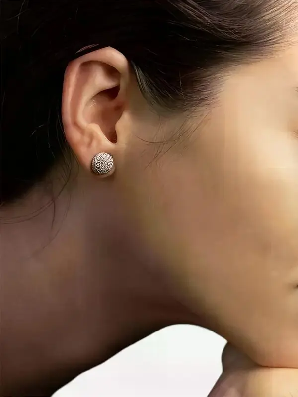 Sidney Garber 18k White Gold Pave Diamond Button Earrings