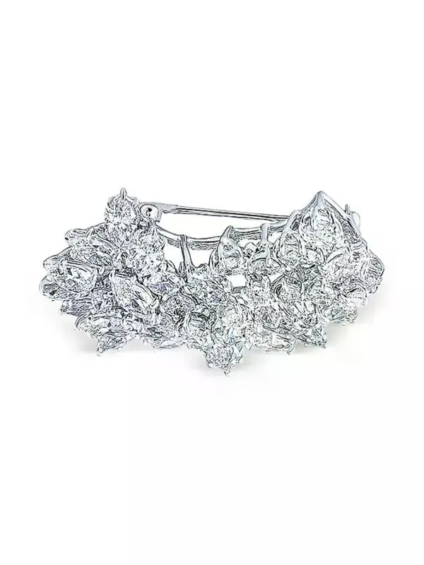 FANTASIA BY DESERIO Crescent Diamond Brooch - Silver