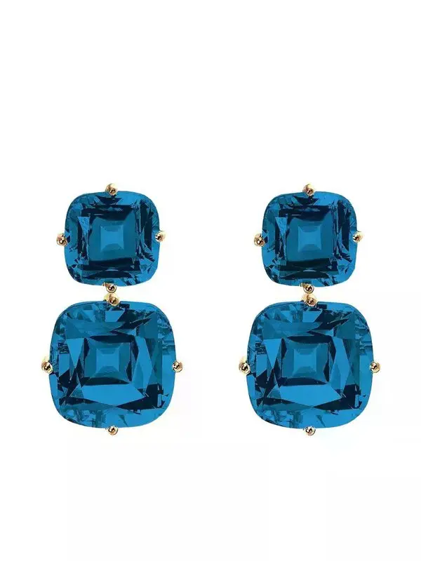 Goshwara 18k Yellow Gossip Blue Topaz Drop Earrings - Gold