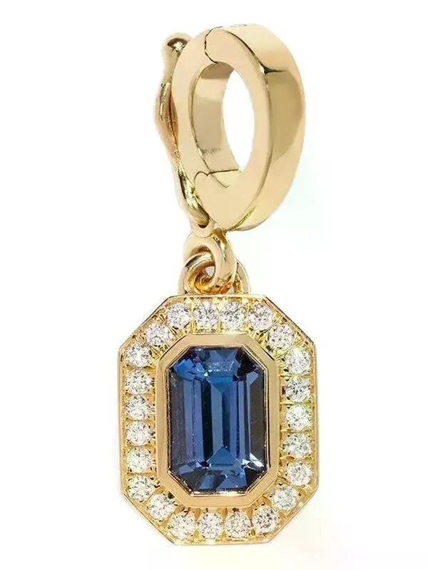 AZLEE 18k Yellow Diamond And Sapphire Pendant - Gold