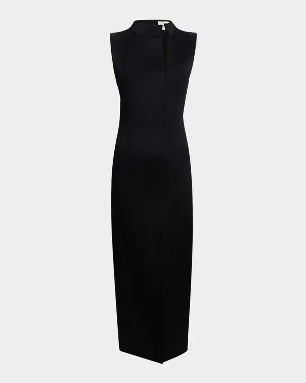 Khaite Lowen Split Collar Sleeveless Maxi Dress