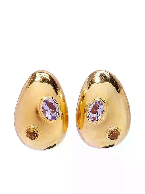 LIZZIE FORTUNATO Sterling Silver Amethyst And Citrine Earrings - Gold