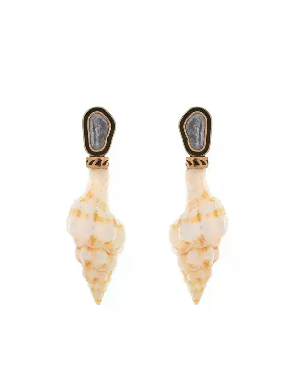 DEZSO Shell Polki Diamond Earrings - White
