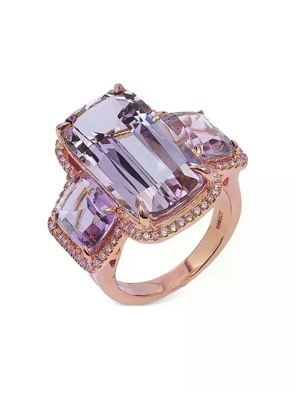 Goshwara 18k Rose Gold Amethyst And Diamond Ring - Pink