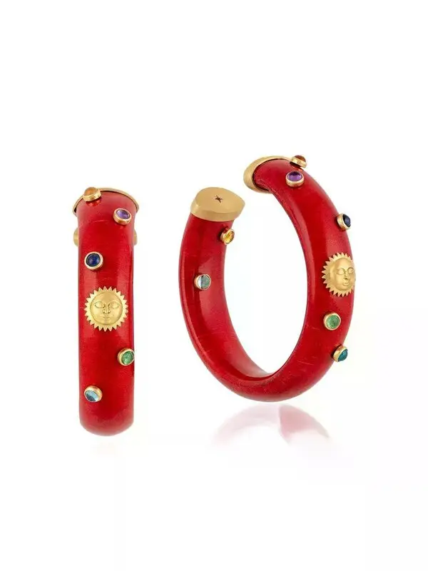 SILVIA FURMANOVICH 18k Yellow Multi-stone Hoop Earrings - Gold