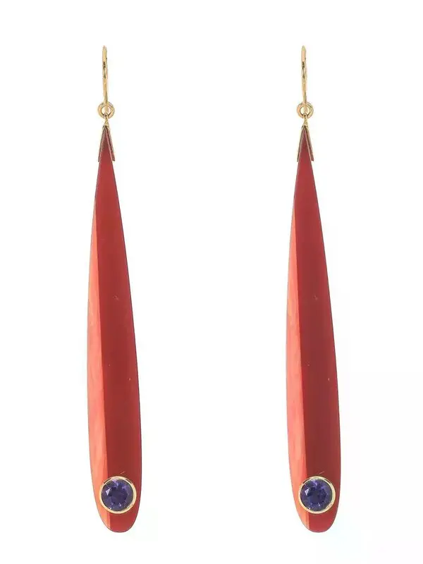 Mark Davis 18k Yellow Bakelite Drop Earrings - Gold
