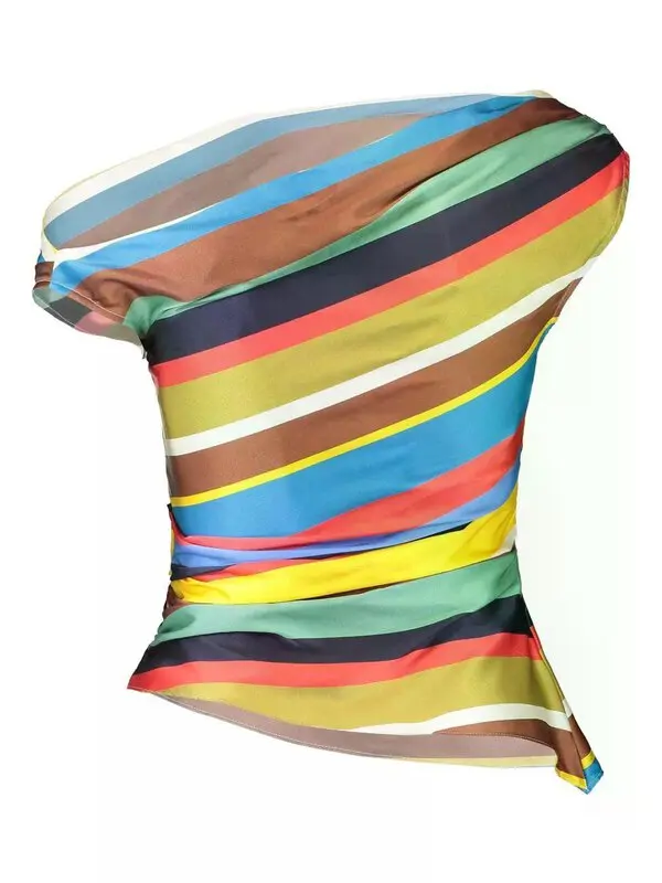 Staud Stripe One-shoulder Top