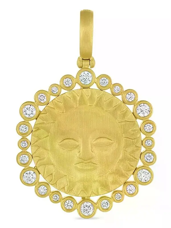 LEIGH MAXWELL 18k Yellow Sun Halo Diamond Pendant - Gold