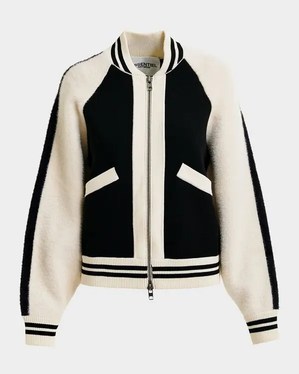 Essentiel Antwerp Idol Knitted Bomber Jacket - Blackwhite