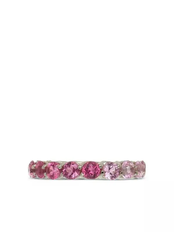 FISZMAN JEWEL 18k White Gold Rubellite And Tourmaline Eternity Ring - Silver
