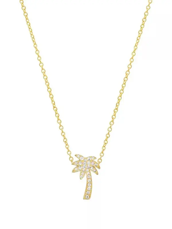JENNIFER MEYER 18kt Yellow Palm Tree Necklace With Diamonds - Gold