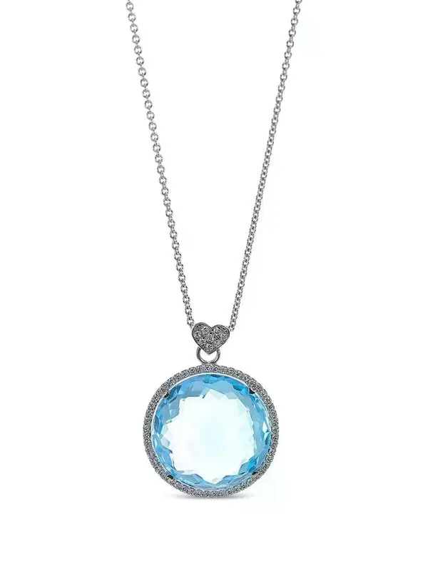 LISA NIK 18kt White Gold Pendant Topaz Necklace - Silver