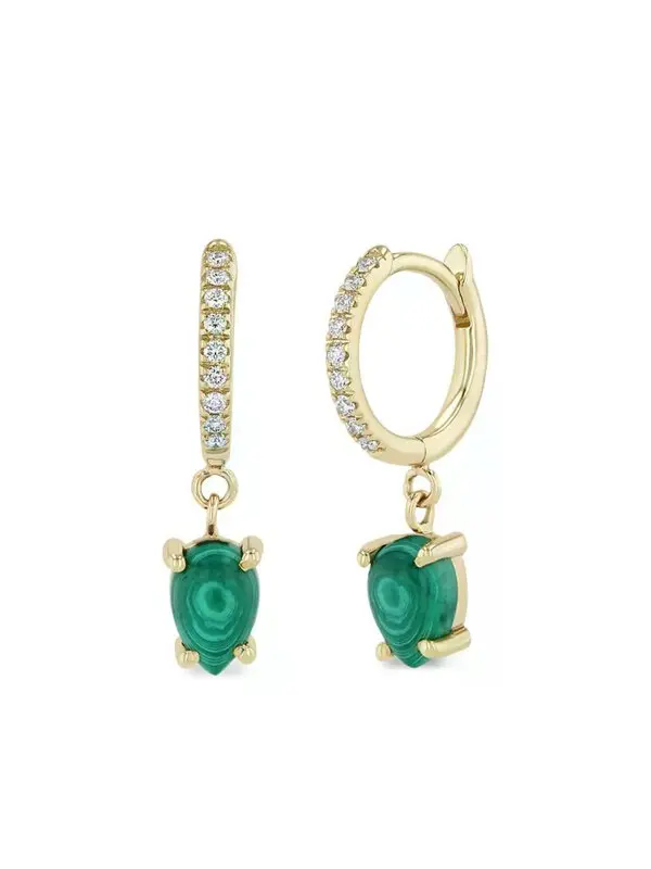 Zoe Chicco 14k Yellow Diamond And Malachite Drop Earrings - Gold