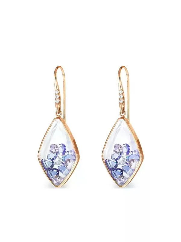 Moritz Glik 18k Gold Kite Earrings With Sapphires And Diamonds - Yellow