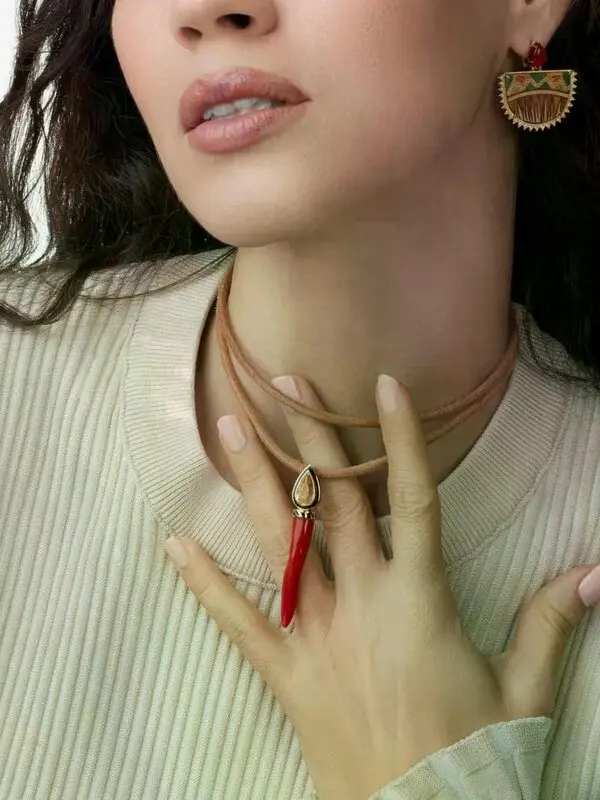 DEZSO 18k Rose Gold Cornetto Sapphire Pendant