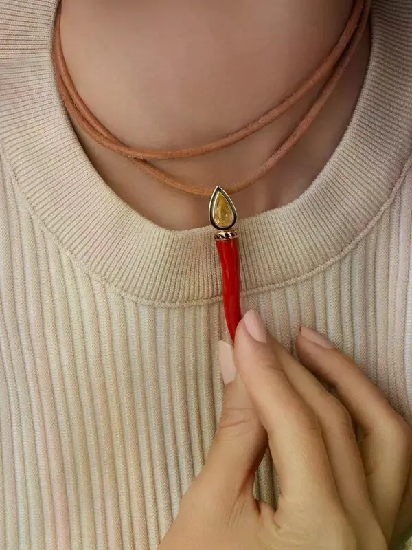 DEZSO 18k Rose Gold Cornetto Sapphire Pendant