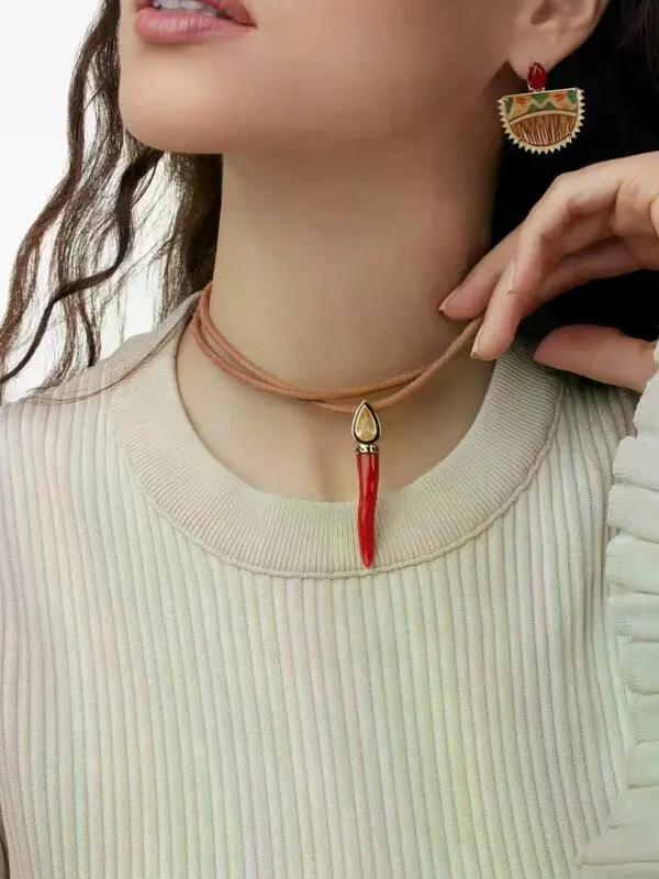 DEZSO 18k Rose Gold Cornetto Sapphire Pendant