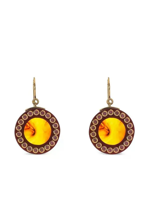 Mark Davis 18k Yellow Garnet Bakelite Earrings - Gold