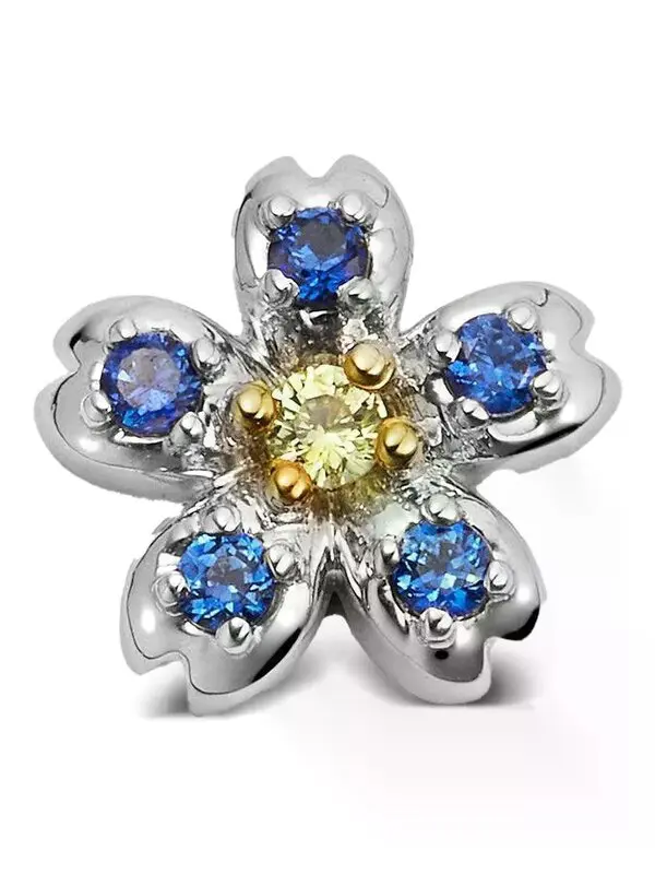 Loquet 18k White Gold Forget-me-not Sapphire Charm - Silver