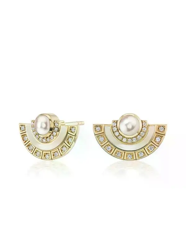Sorellina 18k Yellow Alba Diamond And Pearl Earrings - Gold