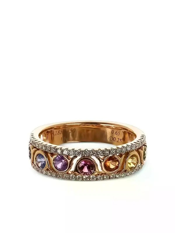 LISA NIK 18kt Rose Gold Rainbow Sapphire Ring - Pink