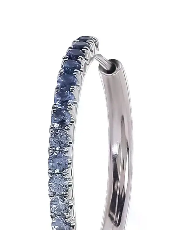 LISA NIK 18kt White Gold Ombre Sapphire Hoop Earrings