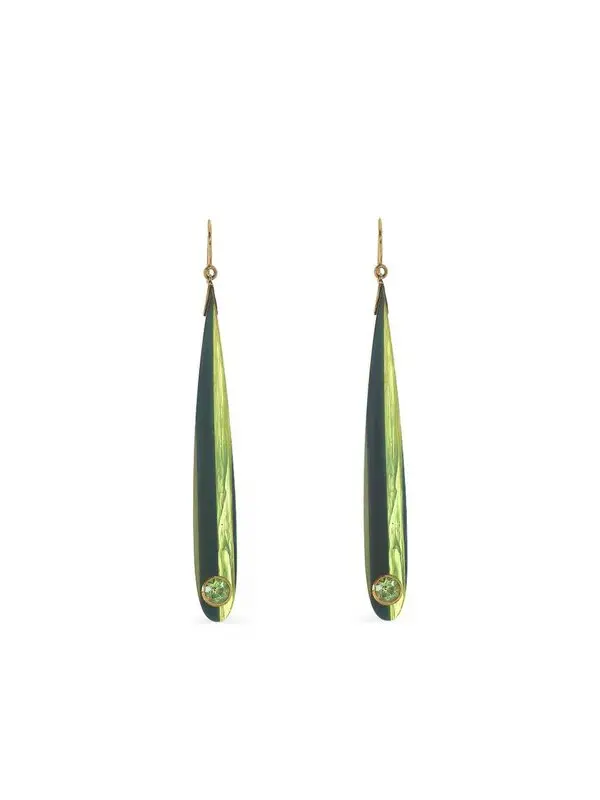 Mark Davis 18k Yellow Bakelite Peridot Earrings - Gold