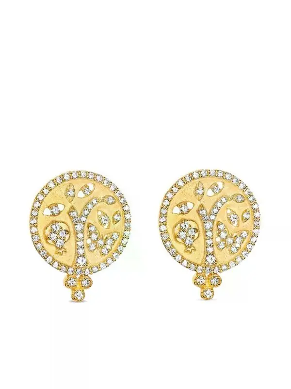 TANYA FARAH 18k Yellow Tree Of Life Diamond Earrings - Gold