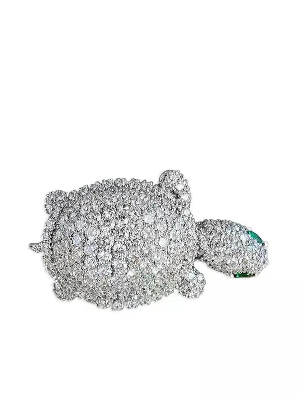 FANTASIA BY DESERIO Crystal-embellished Turtle Brooch - Silver