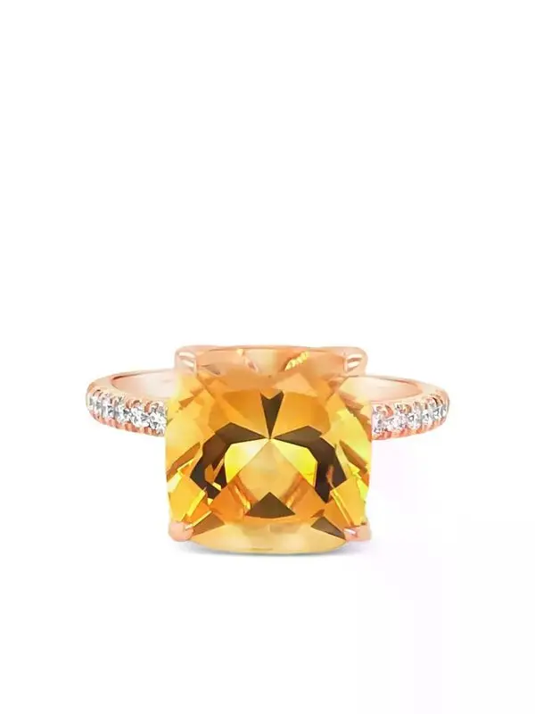 LISA NIK 18k Rose Gold Citrine And Diamond Ring - Pink